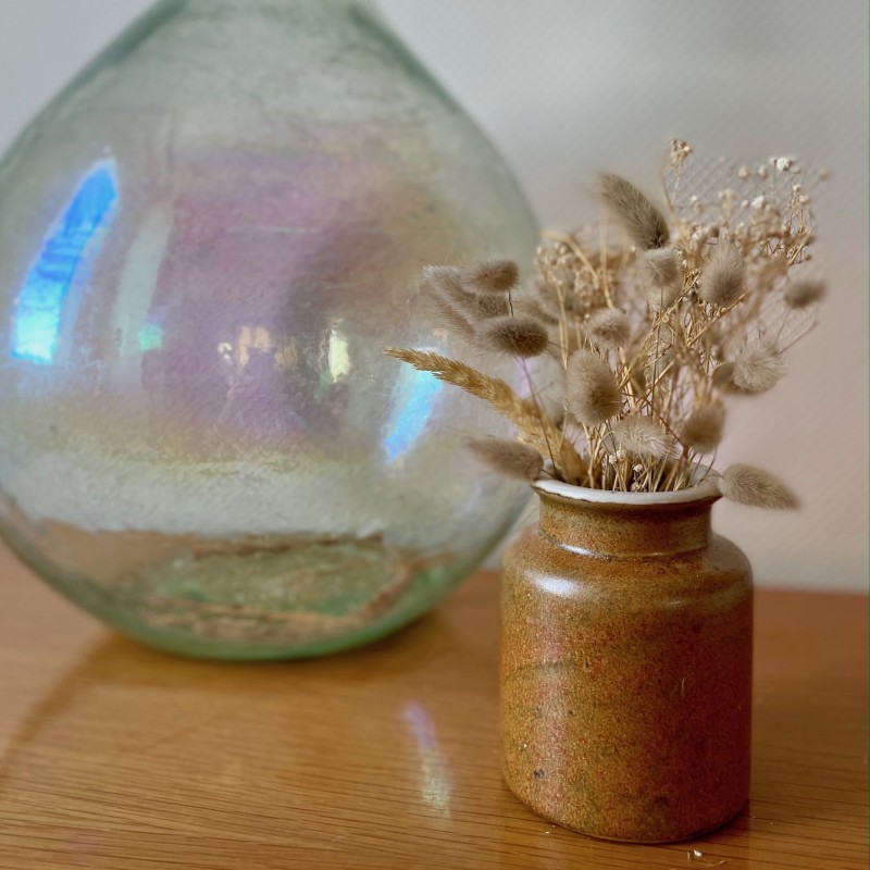 pot à moutarde en grès céramique ancien émaillé vernissé vintage