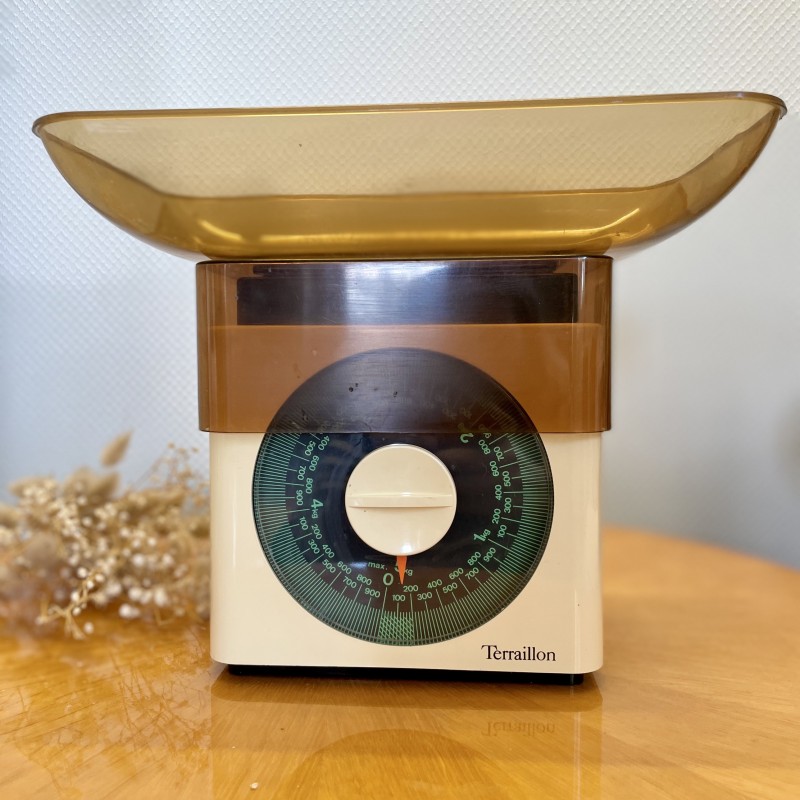 Balance alimentaire de cuisine Terraillon vintage blanc années 1970