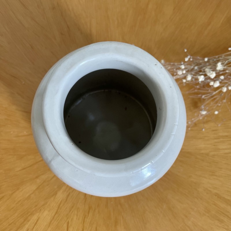 pot à moutarde en grès céramique ancien émaillé vernissé gris vintage